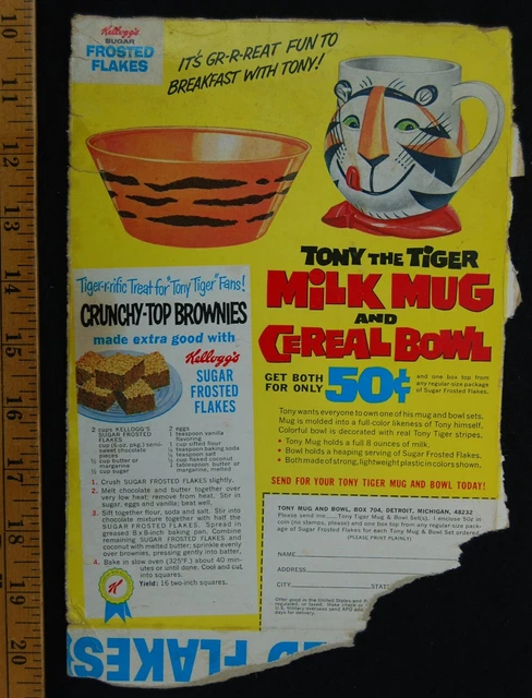[ 1960S KELLOGGS Frosted Flakes Old Cereal Box Back - Tony The Tiger ...