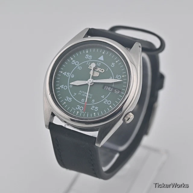 SEIKO 5 AUTOMATIC Military Green Dial 7S26 £145.00 - PicClick UK
