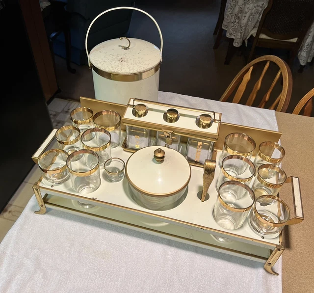 MID CENTURY MODERN Italian Regency Portable Tabletop Bar Caddy w/ Ice ...