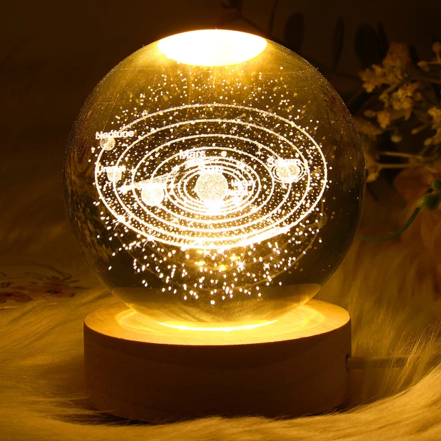 LED CRYSTAL BALL Table Lamp USB 3D Moon Planet Globe Galaxy Night ...