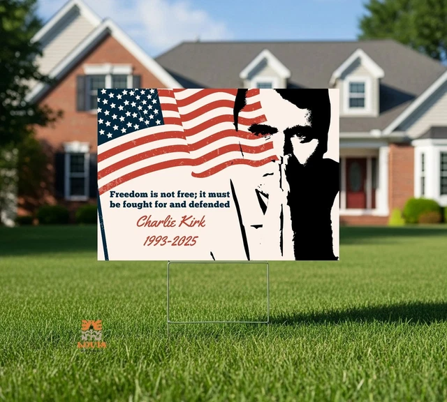 A TRUE PATRIOT Charlie Kirk Sign With H-stake, Charlie Kirk Garden Sign ...