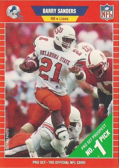 BARRY SANDERS 1989 NFL Pro Set carte RC Prospect #494 Detroit Lions HOF ...