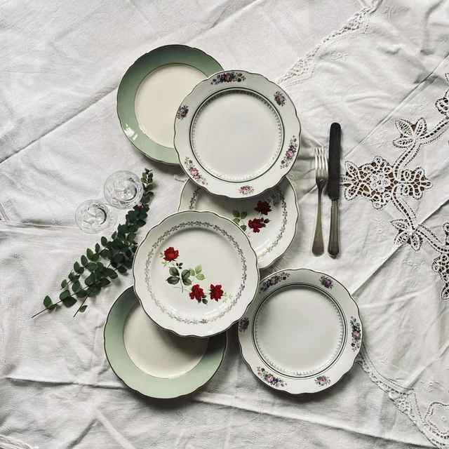 LOT DE 6 assiettes plates anciennes modèle dépareillé manufactures ...