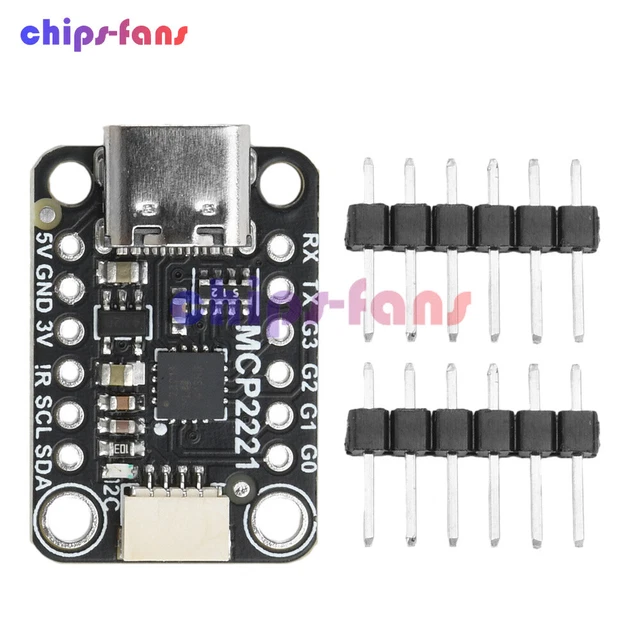 MCP2221A USB TO GPIO ADC/I2C Converter Adapter Module Breakout Board ...