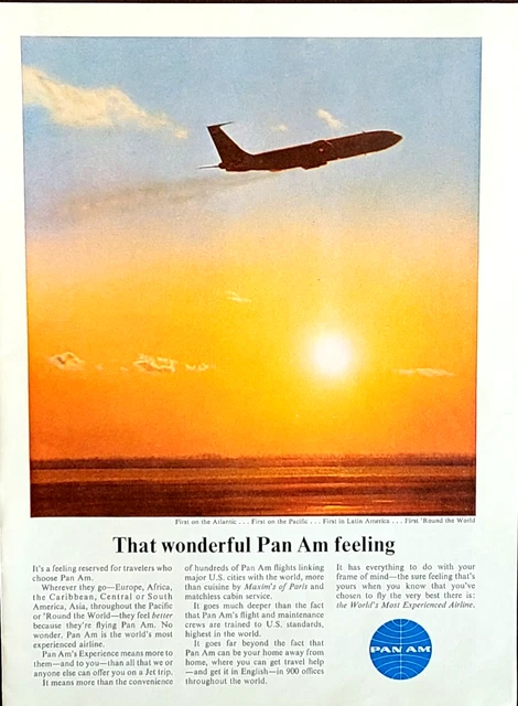 PAN AM AIRLINES Original 1964 Vintage Print Ad Wall Art £7.14 - PicClick UK