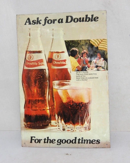 PANNEAU PUBLICITAIRE VINTAGE Double Seven pour boissons gazeuses, en ...