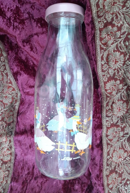 VINTAGE FRENCH LE Parfait Pink Country Goose / Geese Milk Juice Bottle ...