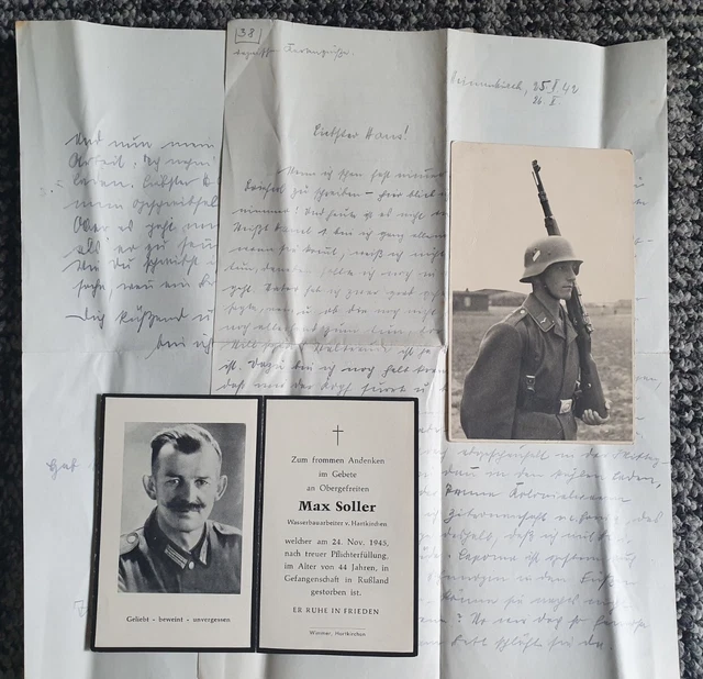 ORIGINAL GERMAN WW2 Bundle/lot Soldiers letter Death Card . Photo £6.99 ...