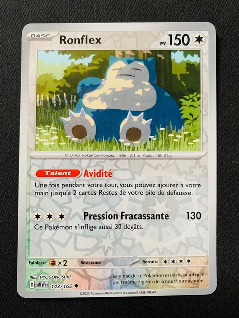 CARTE POKÉMON RONFLEX 143/165 Reverse EV3.5 Mew Pokemon 151 Neuf EUR 4,99 - PicClick FR