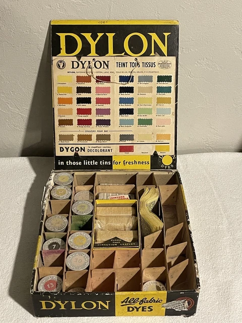 VINTAGE ANCIEN BOITE présentoir de teintures DYLON original droguerie ...