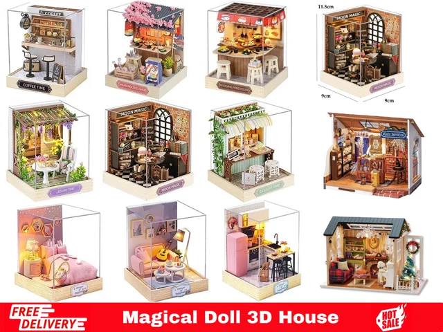 MINI WOODEN DIY Doll house Kit 3D Puzzle Model Handmade Assembly Crafts ...
