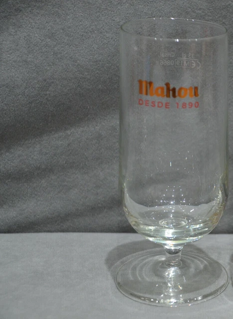 1X MAHOU 0.33L 33cl 330ml Pedestal Goblet Beer Glass Spain Gold Logo ...