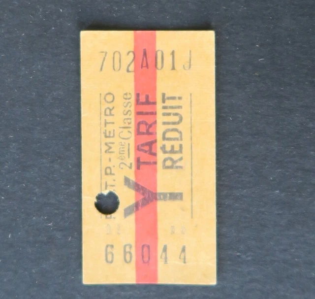 ANTIQUE 1967 PARIS Métro Ticket Reduced Fare Metropolitan Railway ...