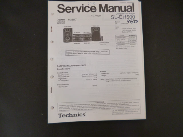 ORIGINAL SERVICE MANUAL Schaltplan Technics SH-EH500 EUR 12,50 - PicClick DE