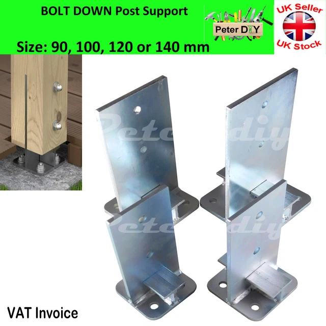 HEAVY DUTY GALVANISED Bolt Down INTERNAL POST SUPPORT PERGOLA Foot Base ...