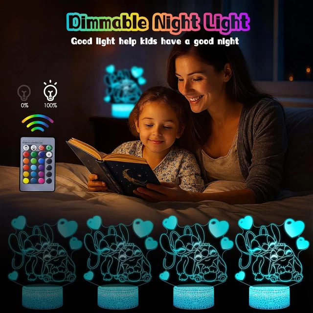 STITCH GIFTS FOR Girls - Stitch Night Light (2 Patterns), 3D LED 16 ...