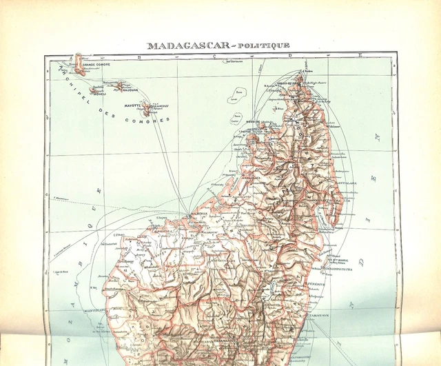 EMPIRE COLONIAL FRANÇAIS Madagascar Politique Antananarivo MAP CARTE ...