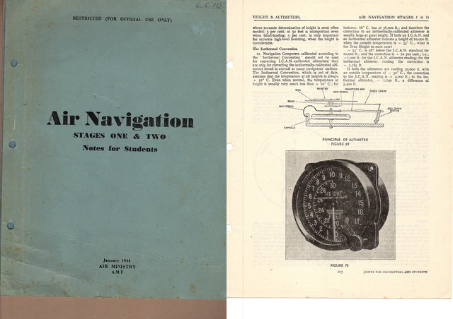1944 AIR NAVIGATION MANUAL WW2 flight training AIR MINISTRY RAF MAP ...