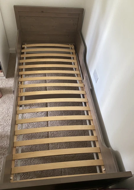 IKEA. Extendable bed frame with slatted bed base, brown. excellent ...