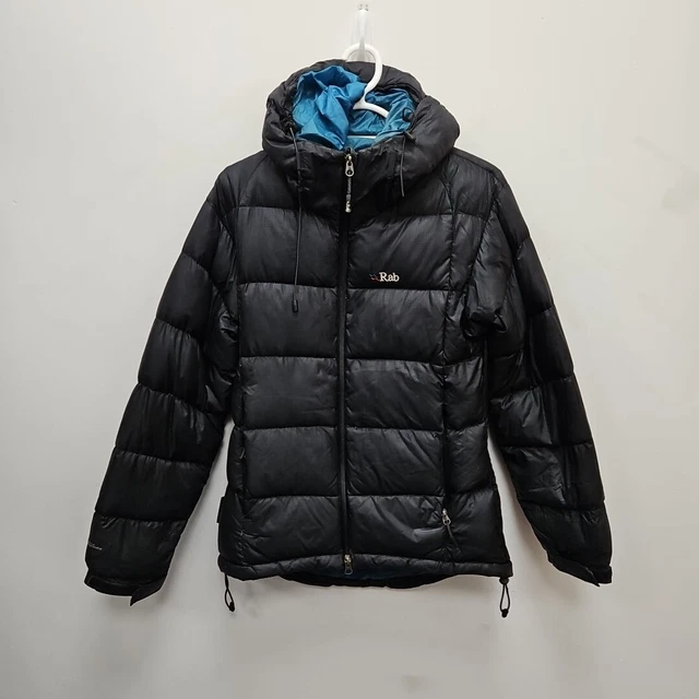 RAB NEUTRINO WOMENS Endurance Black Pertex Down Puffer Hooded Jacket ...