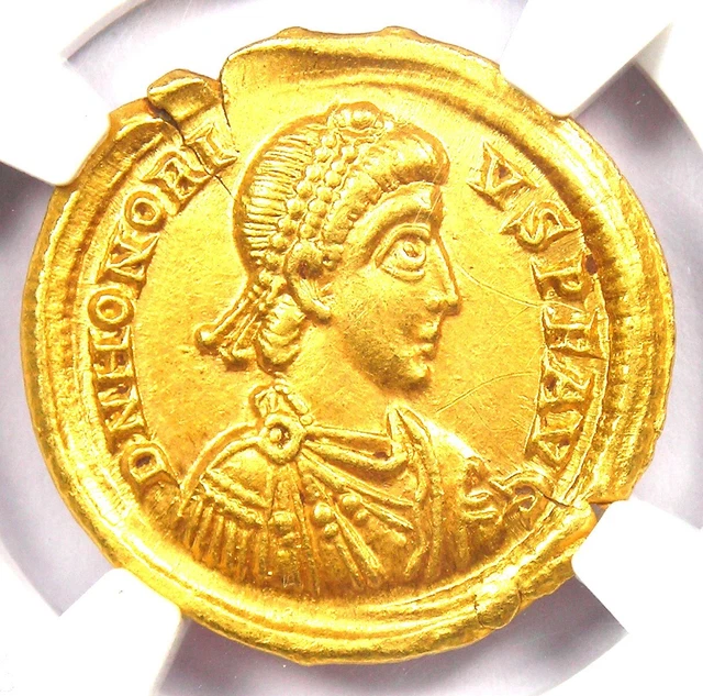 HONORIUS GOLD AV Solidus Gold Roman Coin 393-423 AD - Certified NGC AU ...