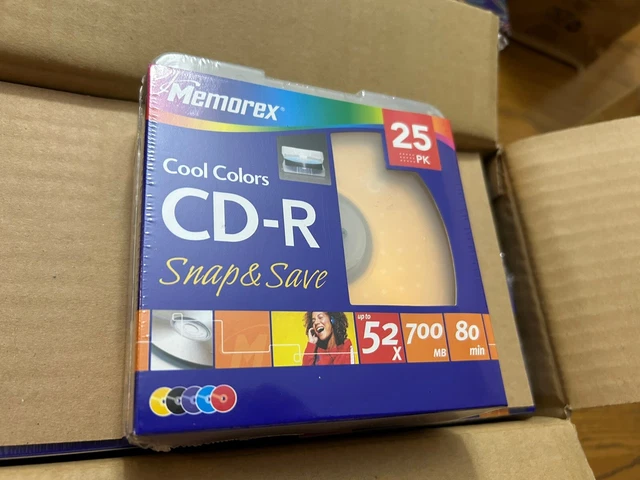CD-R MEMOREX 25 Cool Colors 52x, 700MB, 80min, Snap & Save 25PK ( New ...