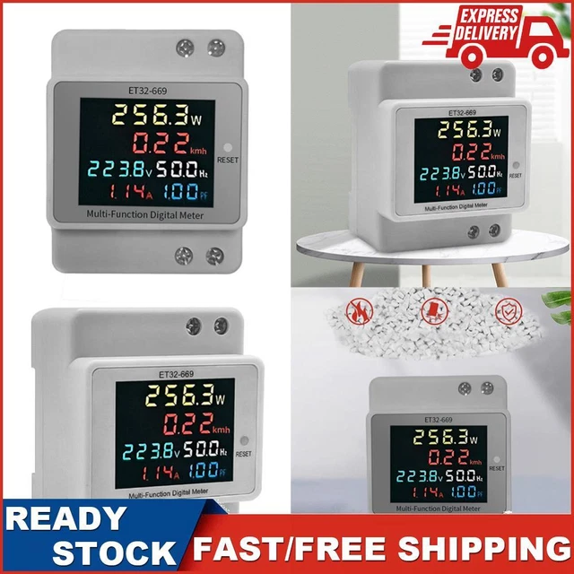 6IN1 DIN-RAIL AC Volt Monitor Guide Rail Power Tester Single Phase 110V ...