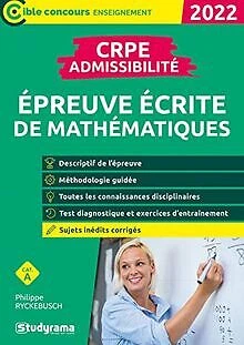 ÉPREUVE ÉCRITE DE mathématiques CRPE Admissibilité: 2022 d... | Livre | état bon EUR 18,06 ...