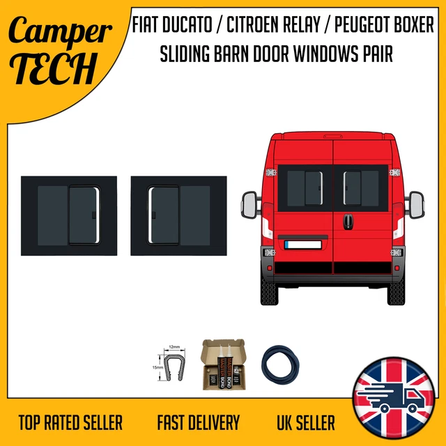 CITROEN RELAY SLIDING BARN Door Windows + Bonding Kit and Utrim £295.00 ...