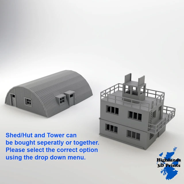 RAF AIRTOWER AND Shed 28mm 1:64 WW2 Building Terrain Tabletop Gaming 3D ...