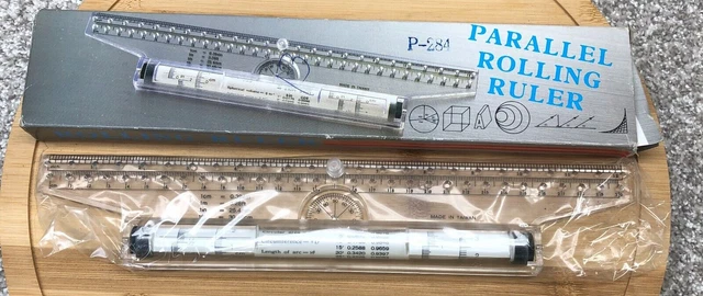 VINTAGE RULER PARALLEL Glider Clear Plastic Multipurpose Rolling New In ...