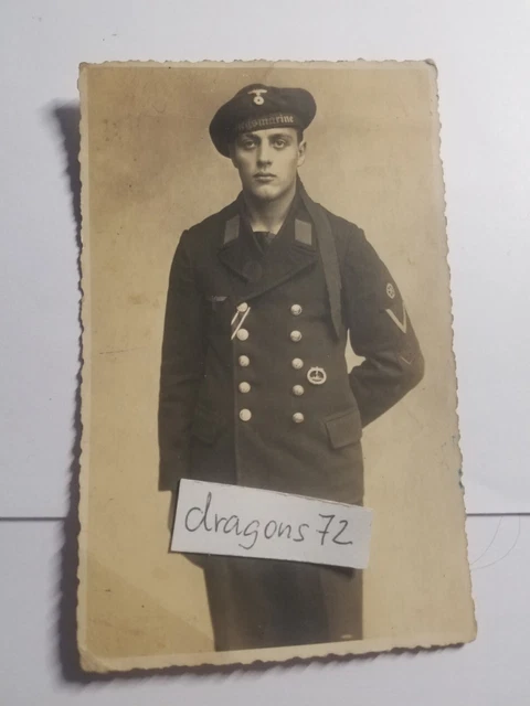 FOTO PK PORTRAIT 13,5x8,5cm Kriegsmarine U-Boot Mann,Matrose+Orden+Band ...