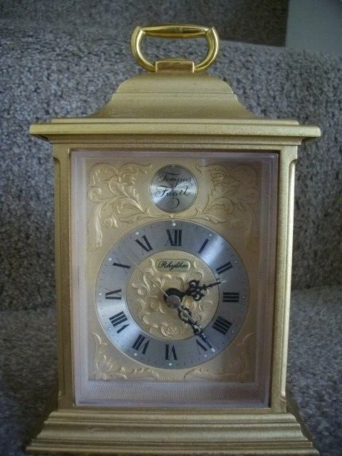 RHYTHM QUARTZ CARRIAGE Clock "Tempus Fugit" Japan Made £20.00 - PicClick UK