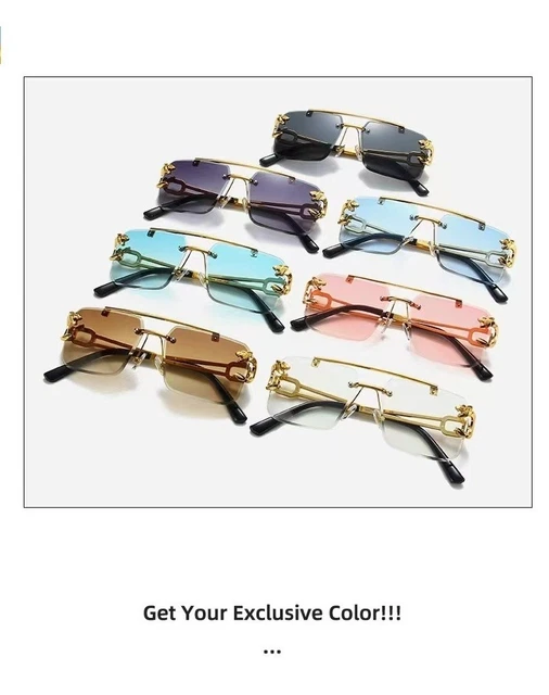 LEOPARD HEAD FRAMELESS Sunglasses with Eye Protection for a Fashionable ...