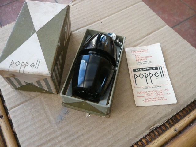 VINTAGE RETRO TABLE Lighter 1970S Boxed Poppell England Curzon Lighter ...
