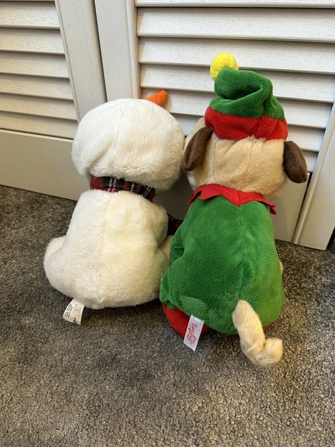 PUGS AND KISSES Gosh Plush Snowman Pug & Love Pugsley Elf Christmas ...