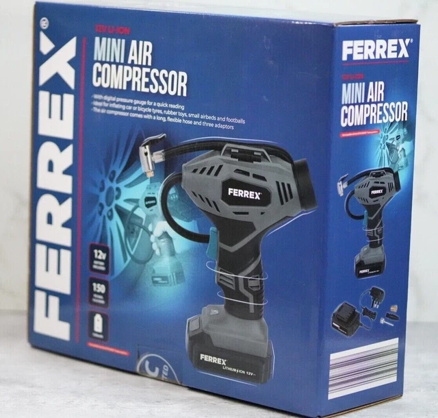 MINI COMPRESSEUR D'AIR sans fil Ferrex Aldi automatique 12 V gonfleur ...