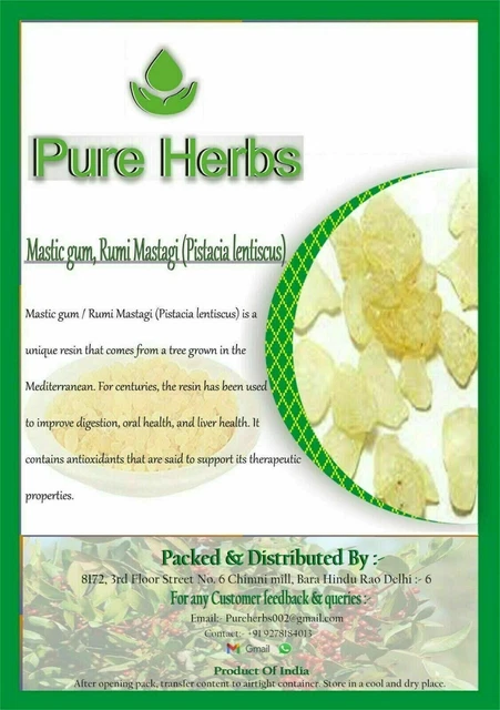 PURE HERBS MASTIC Gum Rumi Mastagi & Pistacia Lentiscus EUR 95,71 ...