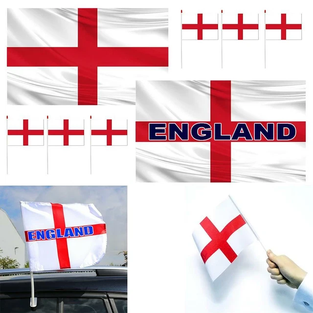 ENGLAND EURO 2024 Set: St George Flag / Waving Flags / Car Flags £7.99 ...