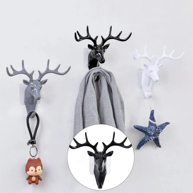 DEER HEAD CREATIVE Hat Key Rack Key Hook Wall Hanger Antler Decoration ...