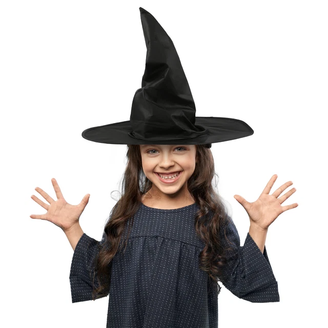 HALLOWEEN BLACK WITCH Hat Child Size 55Cm Wicked Witch Wizard Accessory ...