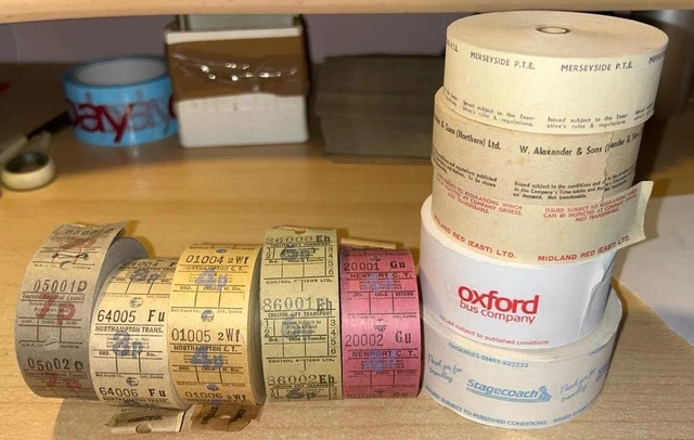 10 BUS TICKET Machine Ticket Rolls (All Imaged) Tr4 £45.00 - PicClick UK