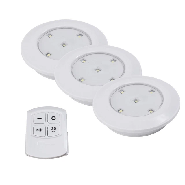 3 PCS DIMMABLE Wireless Cabinet Night Light LED Remote Wall Light £15. ...