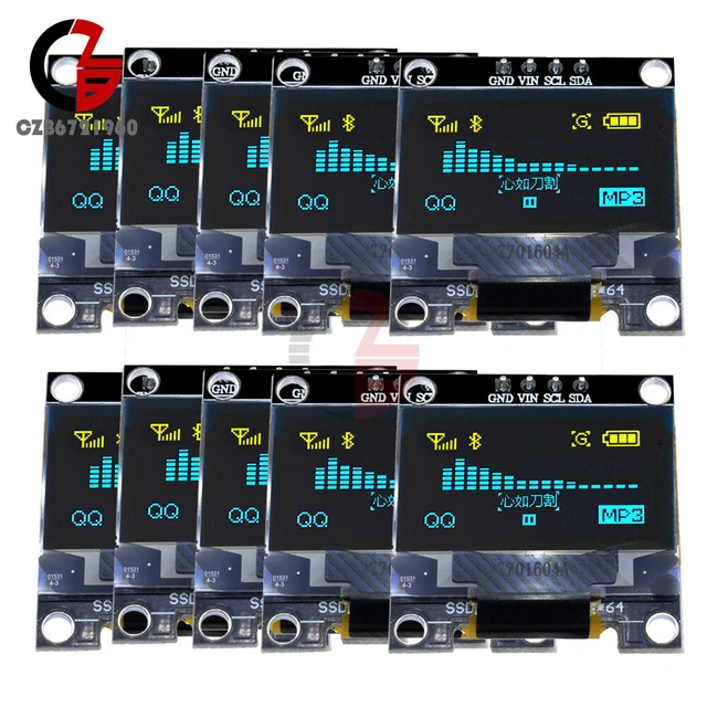 1-10PCS 0.96 INCH Yellow &Blue I2C IIC 128X64 OLED Serial LCD LED ...
