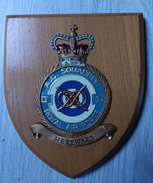 RARE/VINTAGE ROYAL AIR Force 2 SQUADRON Mess Wall Plaque/Shield-Hand ...