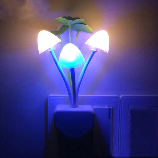 COLOR CHANGING NIGHT Lights Mushroom Plug into Wall Cute Lamp £5.19 ...
