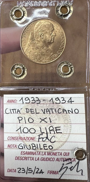 COIN GOLD CITY Of Vatican Pio Xi 100 Livres 1933 1934 Jubilee Sealed ...