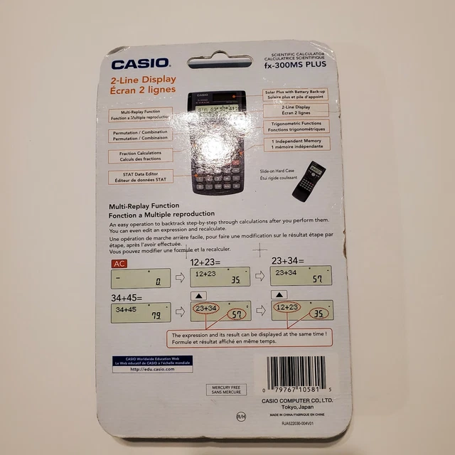 CASIO FX-300MS PLUS Scientific Calculator 2-Line Display College Test ...