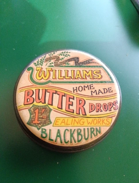 ANCIENNE PETITE BOITE publicitaire en tôle litho williams butter drops ...