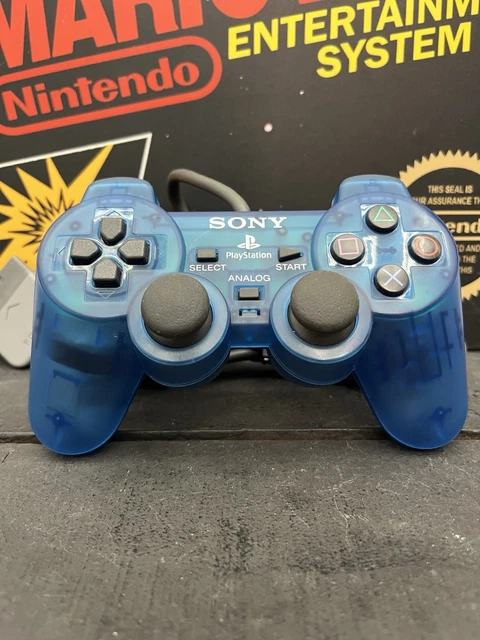 SONY PLAYSTATION PS1 Translucent Blue Analog Dualshock Controller SCPH ...